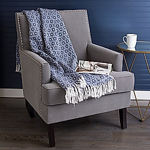 DII Rustic Farmhouse Throw Blanket with Decorative Tassels, Use for Chair, Couch, Bed, Picnic, Camping, Beach, & Just Staying Cozy at Home, 50x60, Nautical Blue