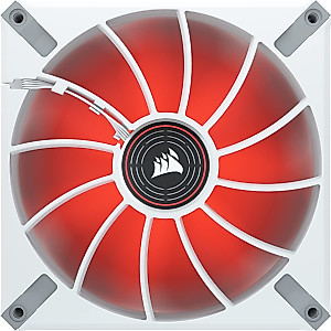 CORSAIR ML140 LED Elite, 140mm Magnetic Levitation Red LED Fan with AirGuide, Single Pack - White Frame