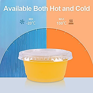 TashiBox 200 Pack of 2-Ounce Disposable Plastic Jello Shot Cups with Lids, Souffle Portion Container, 2 oz-200 Sets, Clear