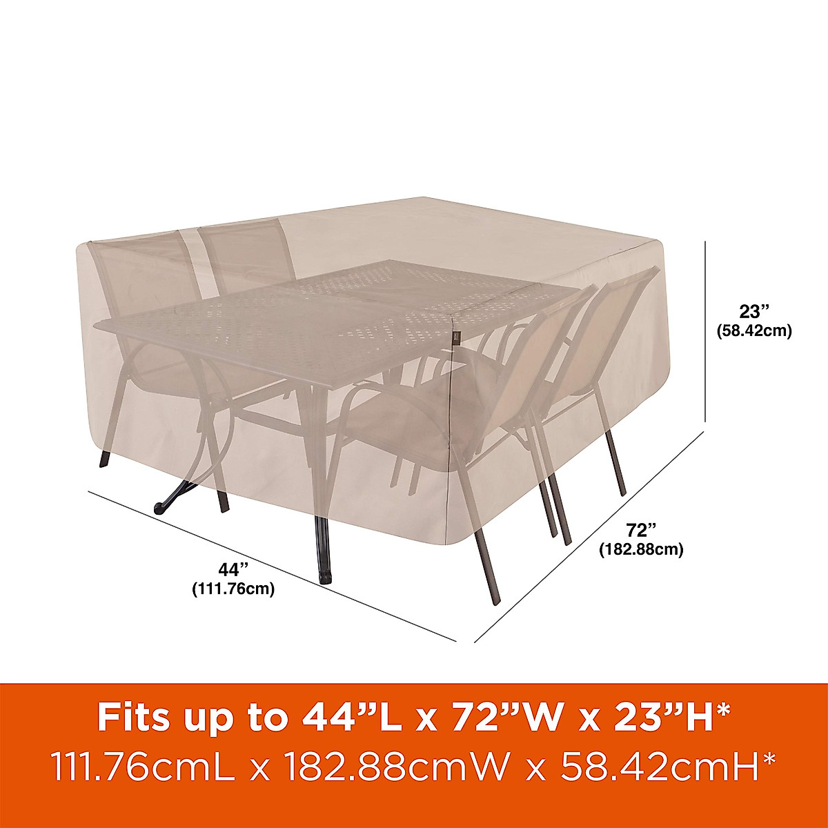 Modern Leisure 2923 Chalet Patio Table & Chairs, Furniture Set, Outdoor Cover, for Rectangular and Oval Tables (44 L x 72 D x 23 H) Water-Resistant, Beige