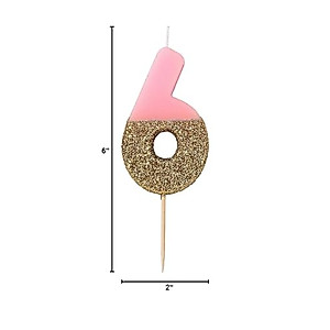 Talking Tables Bday 6 Birthday Candle Cake Topper, Height 8cm, 3", Pink, BDAY-CANDLE-6