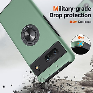 JAME for Google Pixel 7 Case, Slim Fit Shockproof Protective Case for Pixel 7, Military-Grade Drop Protection with Ring Kickstand [Magnetic Car Mount Feature] Case for Google Pixel 7-Alpine Green