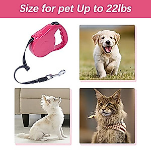 [Upgraded Version] Dunhuang Retractable Dog Leash for X-Small/Small/Medium Dogs, Pet Walking Leash with Anti-Slip Handle, 10/16 ft Strong Nylon Tape, Tangle-Free, One-Handed Lock & Release