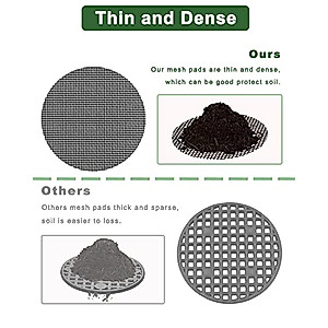 Mesh Pad for Flower Pots - 150 Pack 2 x 2 inch Bonsai Pot Bottom Grid Mat Mesh, Plant Drainage Mesh Screen with Hot Melt Edge, Round Plant Hole Screens Keep Soil from Flowing Away