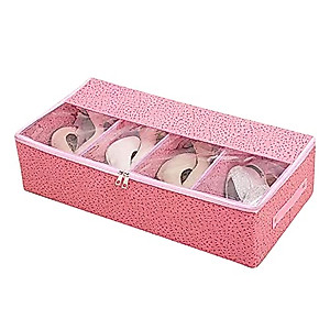 Boping Store Transparent Shoe Box Storage Box Space Saving Bed Bottom Shoe Cabinet Household Proof Shoe Organizer Kick Fix Under Bed Hamper (A3-Pink, One Size)
