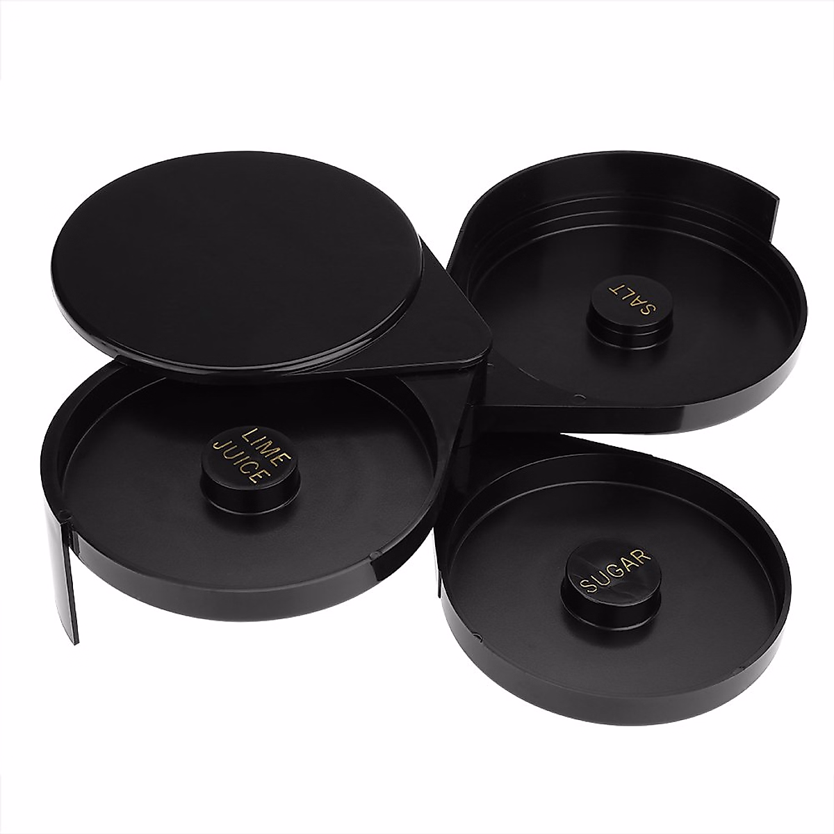 Acrylic 3 Tier Salt Rimmer, 3 Tier Sugar Salt Rim Lime Tray Bar Rimmer for Margarita and Cocktail Practical Bartender Tool (Black)