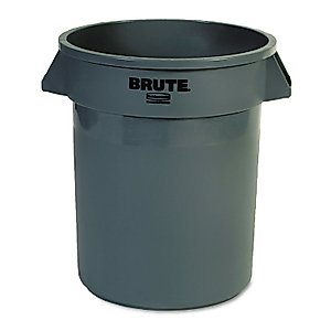RUBBERMAID FG262000GRAY Brute Round Container, 20 gal Capacity, Gray