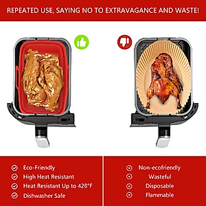 Air Fryer Silicone Pot 2Pcs, 8QT Silicone Air Fryer Liners for Ninja Foodi Dual DZ201 DZ401, Food Safe Reusable Air Fryer Silicone Basket, Foldable Upgrade Design, Easy Cleaning Air Fryer Accessories