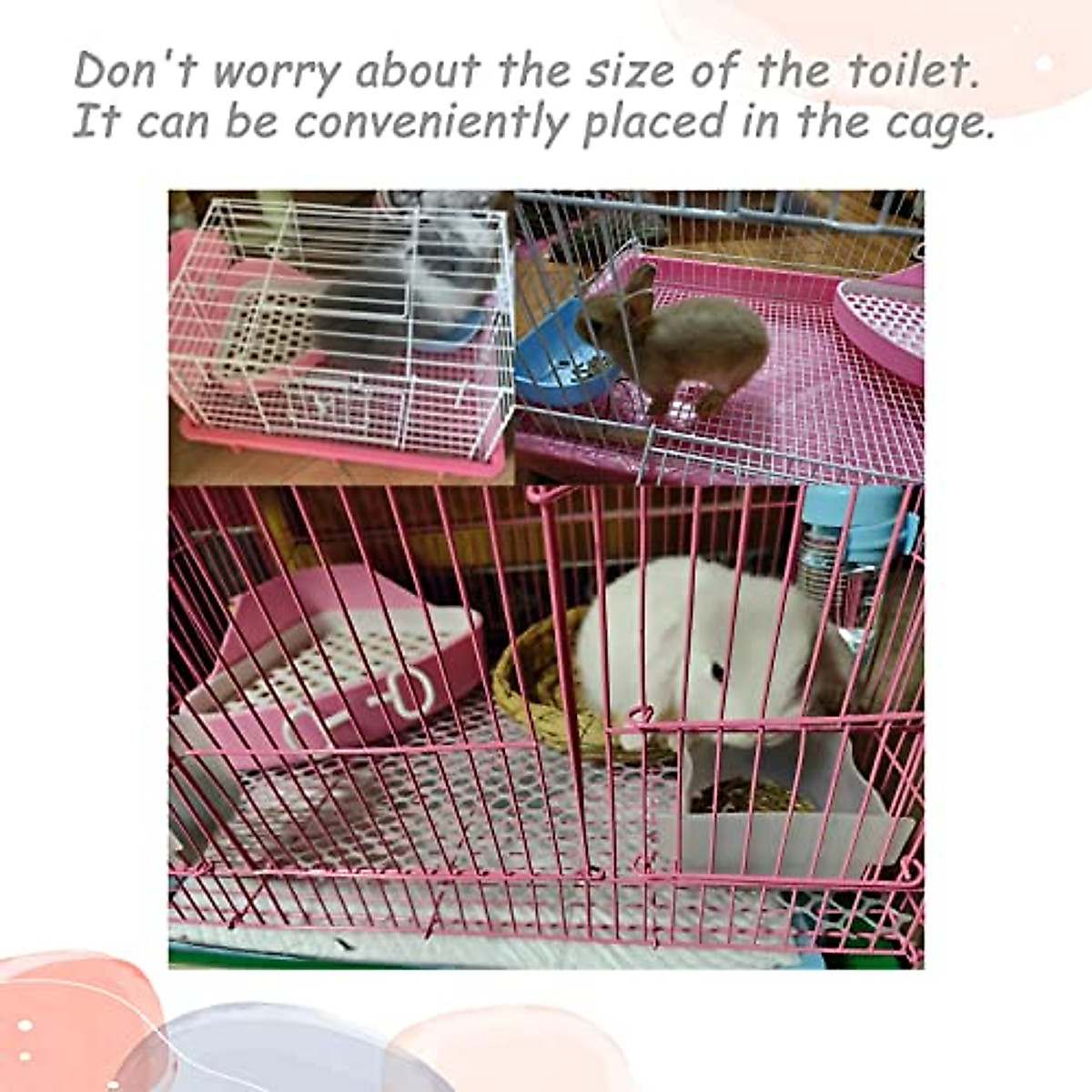 Rabbit Triangle Potty Trainer Corner Small Animal Toilet Litter Box Pet Bedding Pee Pan Tray Toilet for Hamster Chinchilla Guinea Pig Bunny Ferret(Pink)