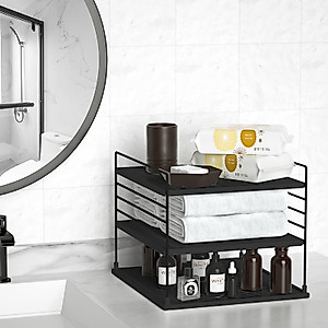 WANCHIY Upgraded Cabinet Organizers and Storage -Divided Compartment Holder for Plastic Bag, Wrap, Foil, Snack and Box for Kitchen and Pantry Organization and Storage, Kitchen Organization(Black)