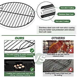 TeamFar Cooling Rack, 9inch Round Baking Wire Rack with Stainless Steel Core & Nonstick Coating, for Roasting Grilling Steaming, Non Toxic & Sturdy, Oven Safe & Anti-melt, Easy Clean – Set of 2