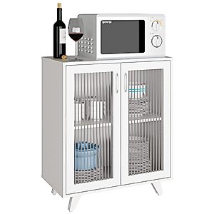 Panana Kitchen Buffet Server Table Accent Sideboard Cupboard Server Buffet Console Table with Doors Cabinet (27inch, White)