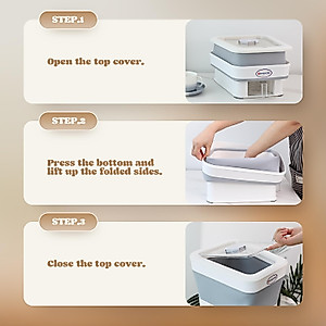 Moongiantgo Rice Food Storage Container 10-25LBS, Collapsible Rice Dispenser Large Capacity with Rice Cup, Moisture Proof Container for Dry Food, Cereal, Pet Food, Beans, etc