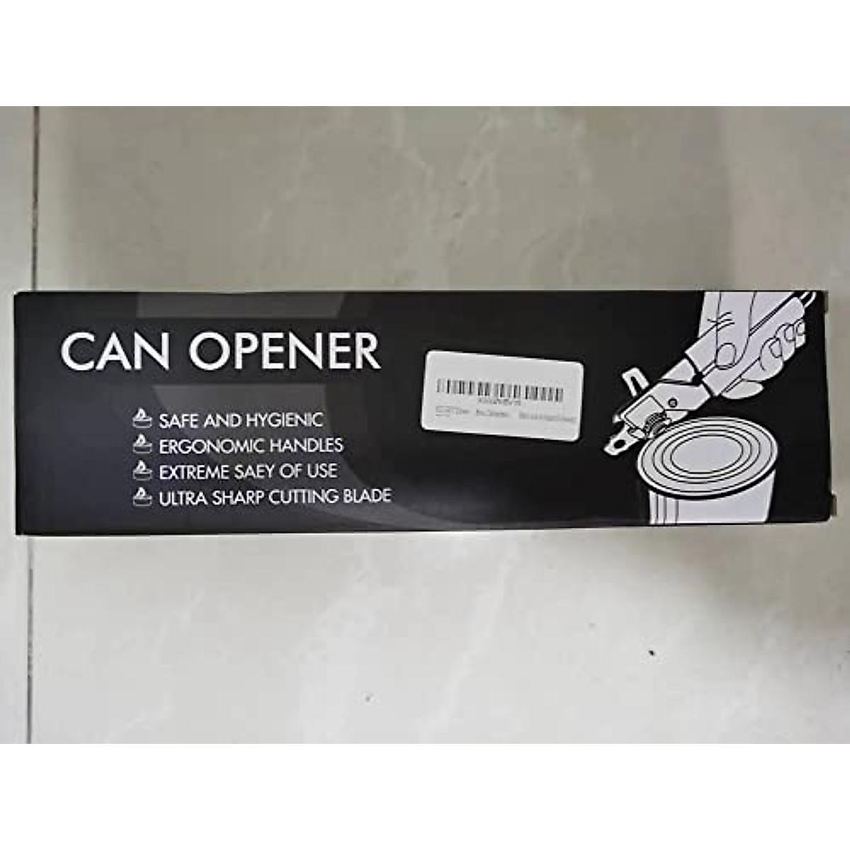 KzGrit Manual Can Opener, Food-Safe Stainless Steel, Smooth Edge, Tin Lids Jar Bottle Caps Openers with Non-Slip Handle and Ergonomic Turning Knob for Elderly with Arthritis(Black)