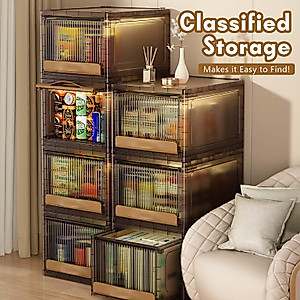 Maricruz Stackable Storage Bins With Lids,Storage Bins With Front Doors,Transparent Storage Cabinet,Stackable Closet Organizers Perfect For Home, Office,Dorm Room(4 Pack,Clear, 8gal)