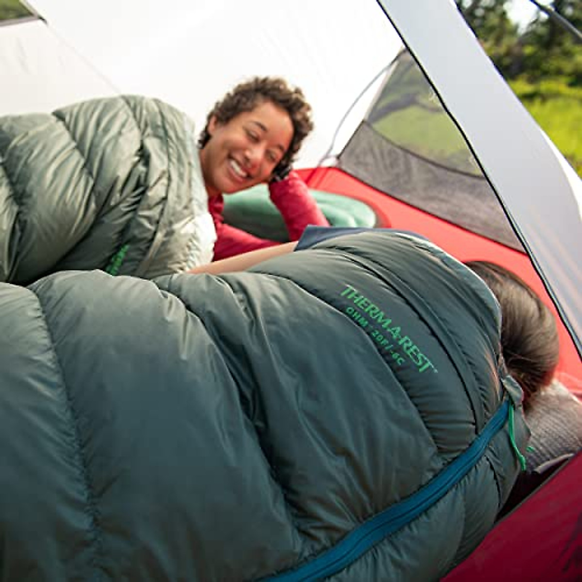 Therm-a-Rest Ohm 20F/-6C Ultralight Down Camping Sleeping Bag, Long, Balsam