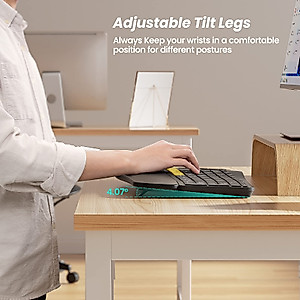 Nulea Ergonomic Keyboard, Wired Split Keyboard with Pillowed Wrist Bundle with Wireless Trackball Mouse, Ergonomic Comfort Design