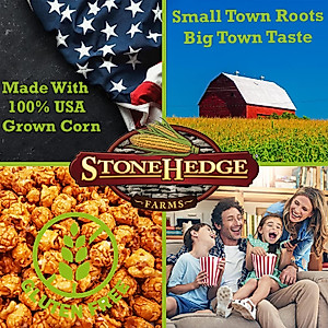 Stonehedge Farms Caramel Flavored Popcorn - 32 oz Large Tub - Bulk Gourmet Deliciously Old Fashioned Popped Sweet Snacks - Made in the USA