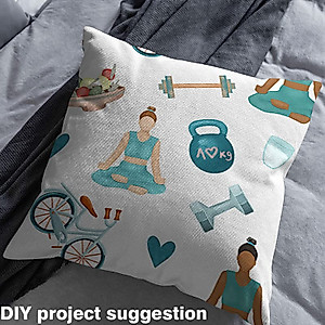 Feelyou Chakra Fabric by The Yard, Yoga Zen Spiritual Heart Love Upholstery Fabric for Chairs, Zen Basalt StonesDiet Fruit Sports Elements Decorative Waterproof Outdoor Fabric, 1 Yard, Blue Grey Green