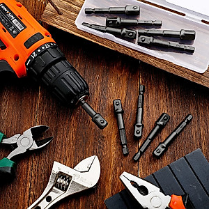 20 Pieces 3/8 inch Impact Adapter Square Socket Bit Adapter Hex Impact Socket for Drills Extension Socket Driver Bits Impact Socket Adapter for Automotive DIY-1/4 Hex Shank (Black)