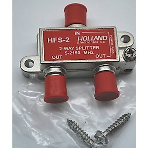 2-Way Coax Splitter HOLLAND HFS-2 5-2150Mhz Dish Network Approved Hopper & Joey