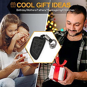 KINIVA Leather New Car Key Fob Cover Compatible with 2023 BMW i7 X5 X7 xi7 Series, Key Fob Keychain for BMW Remote Key Fob (X7 Black)