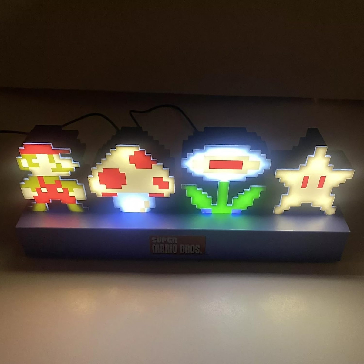 Paladone Super Mario Bros Icons Light, Sound Reactive Mode, Decorative Light Up Super Mario Figure Bedroom Accessories & Decor