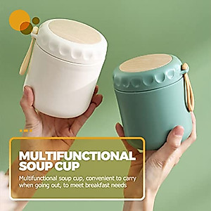 Containers with Lids Breakfast Cup Soup Cup with Lid Portable Leakproof Insulated Food Jar Lunch Container Vacuum Soup Flask for Hot Food ( Green ) Cereal Cup Travel Container