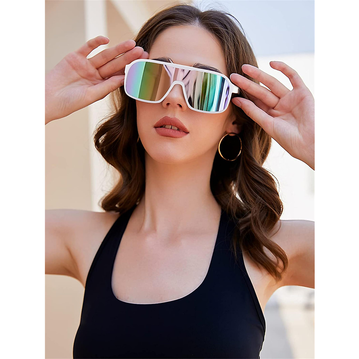 FEISEDY Fashion Polarized Sunglasses Oversized One Piece Reflective Lens Sports Sun Glasses B0122