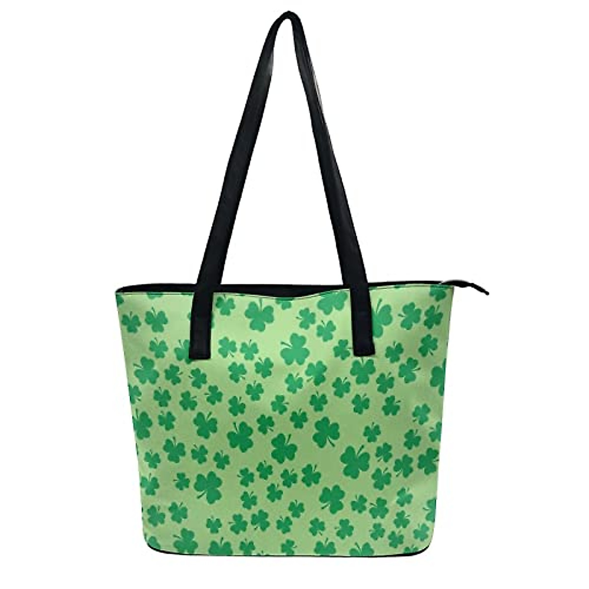 Women's Large Capacity Work Tote Bags Leather Big Purses And Handbags Ladies Waterproof Big Shoulder Commuter Bag Compatible with St Patricks Day Green Shamrock Clover Leaf Grass