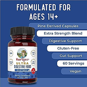 MaryRuth Organics Ultra Digestive Enzymes Capsules | Up to 2 Month Supply | Supplement for Gut Health Support | Digestion & Immune Support with Amylase | Lipase & Lactase | Vegan | 60 Count
