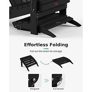 Ciokea Plastic Folding Footstool for Deck Backyard Patio Outdoor Poolside Porch Lawn Indoor, Black