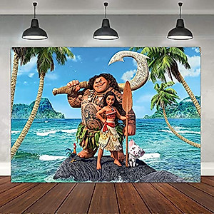 7x5ft Moana Maui Beach Theme Backdrop Baby Shower Girl Birthday Party Background Cake Table Dress-up Large Banner Supplies