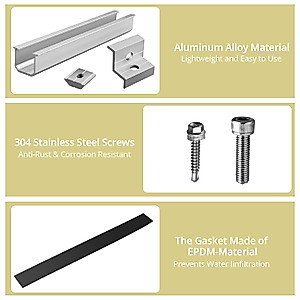 Anbte Solar Panel Bracket Kit, 6 Pieces Aluminium Mounting Rail 30mm/35mm Include 6 Screws M8 * 25mm, Z-Bracket Set, Solar Mounting Rail Connector for Metal Roof, Tin Roof, Flat Roof, Sheet Roof