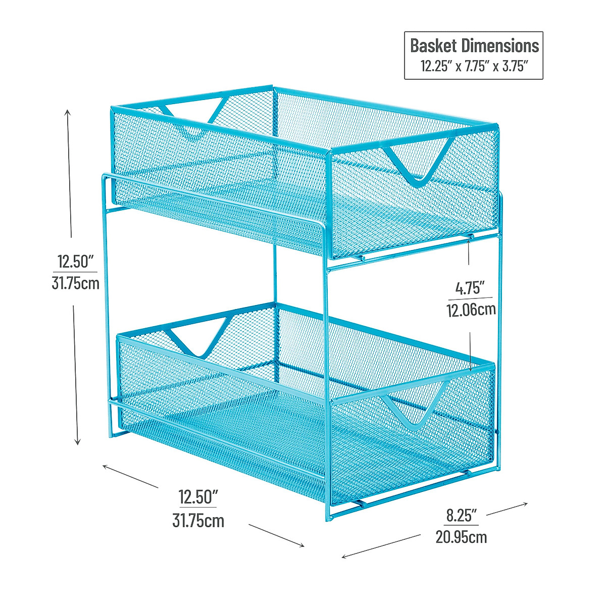 Mind Reader, Supply Storage, Makeup Accessory Organizer, One Size, Blue 2 Tier Mesh