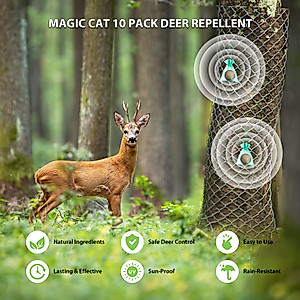 MAGIC CAT Deer Repellent Outdoor, 10 Pack Natural Peppermint Oil Deer and Rabbit Away Repellent for Plants Pet Family Safe, Deer Deterrent for Garden Yard Lawn Tree Protection