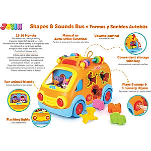 JOYIN Musical Toy, Baby Toy with 3D Animals Shapes, LED Light Up Car for Kids, Infant, Toddler, Interactive Learning Toy, Educational Toy, Easter Basket Stuffers and Gifts