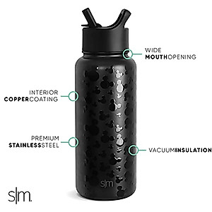Simple Modern Disney Water Bottle with Straw Lid Vacuum Insulated Stainless Steel Metal Thermos | Gifts for Women Men Reusable Leak Proof Flask | Summit Collection | 32oz Mickey 4D