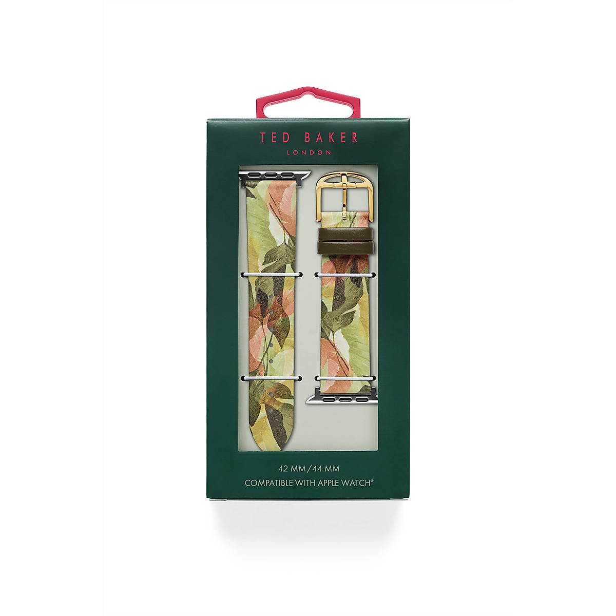 Ted Baker Green & Nude Floral Print Leather Strap for Apple Watch® (Model: BKS42F104B0)