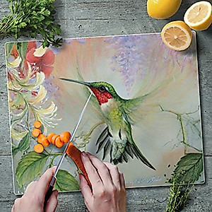 Ruby Hummingbird Natures Gift of Feathers Tempered Glass Large Cutting Board by Highland Graphics