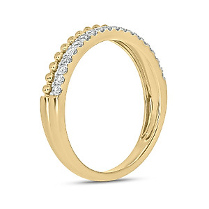 1/5cttw Diamond Anniversary Ring for Women with Beaded Style Detail, Stacking Anniversary Band in 18k Yellow Gold Plate, 18k Rose Gold Plate or 925 Sterling Silver, Diamond Stackable Ring for Women,6