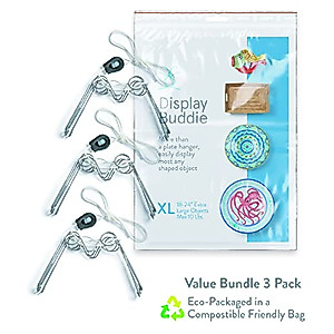 Display Buddie 3-Pak Extra-Large Adjustable Plate Hanger for Plates, Platters, Bowls & Oval, Square, Rectangular Objects up to 18"-24" Diameter and up to 10 lbs…