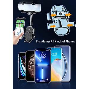 iBigLY Car Phone Holder, Rear View Mirror Phone Holder, Cell Phone Holder, Adjustable nagivator Holder, 360° Rotating and Retractable Universal car Cell Phone Holder for All Cell Phones