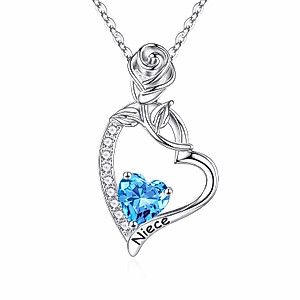 Iefil Niece Gifts from Auntie, Niece Necklace Birthstone Necklace Jewelry Gifts for Niece Birthday Mothers Day Gifts for Niece Christmas Gifts for Niece from Auntie