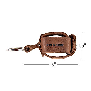 Hide & Drink, Leather Measuring Tape Holder Keychain, Key Ring Organizer, Tailor Accessories, Handmade Includes 101 Year Warranty :: Bourbon Brown