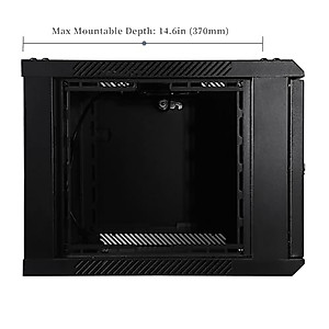 RackPath 6U Performance Wall Mount Server Cabinet Network Rack Enclosure, Quiet Cooling Fan, Locking Glass Door, Black