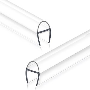 EAISMON Frameless Shower Door Seal for 3/8" Thick Glass, 2 Pack x 78" U Glass Shower Door Side Seal Strip Bottom Seal Door Sweep, Ultra-Clear Polycarbonate, Stop Shower Leaks Create a Water Barrier
