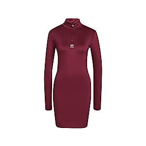 adidas Mock Neck Long-Sleeve Womens Active Dresses Size XS, Color: Victory Crimson-Red