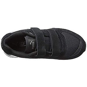 PUMA Unisex-Baby Vista V Sneaker, Black-White, 4 M US Toddler