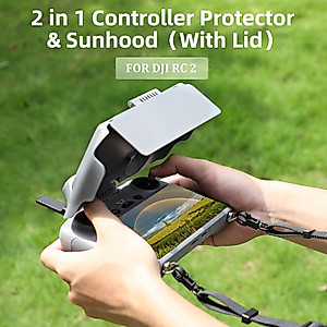 Shaluoman RC Sun Hood Sunshade for DJI Air 3 Mini 4 Pro Accessories(DJI RC 2 Remote Controller), 2-IN-1 Upgraded 180° Adjustable RC Protective Cover Case with Lid for Air 3 Mini 4 Pro Drone(DJI RC 2)